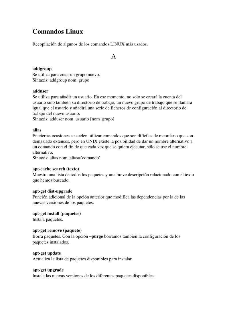PDF de programación - Comandos Linux - A